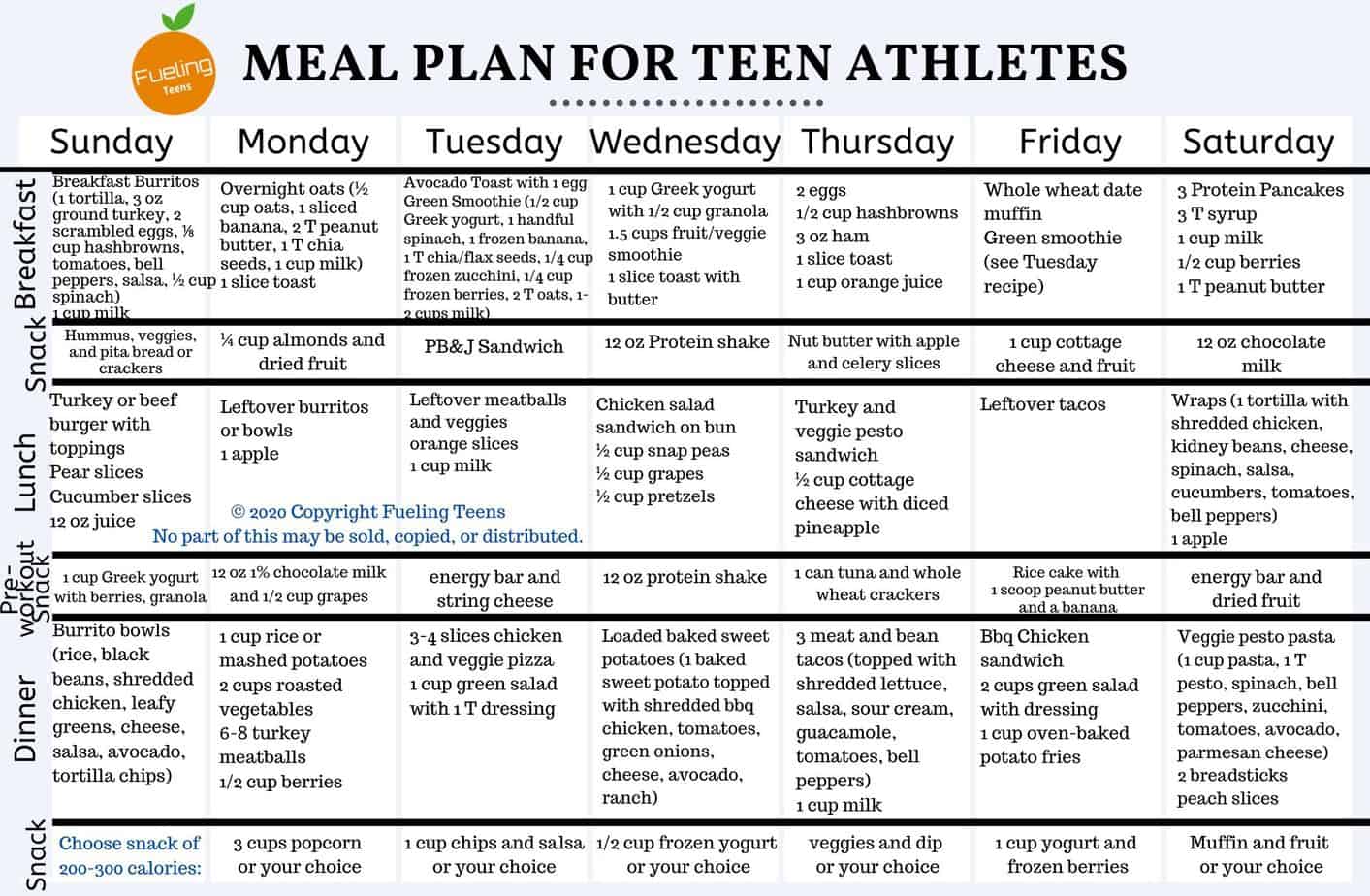Best Meal Plan for Teenage Athletes (FREE Download) – Fueling Teens